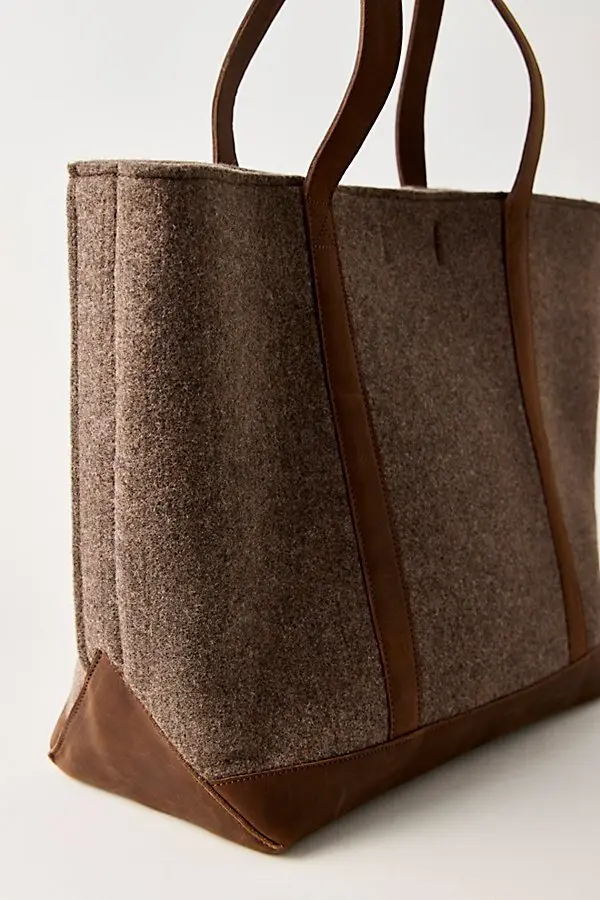 L.l.bean Leather Trim Wool Tote