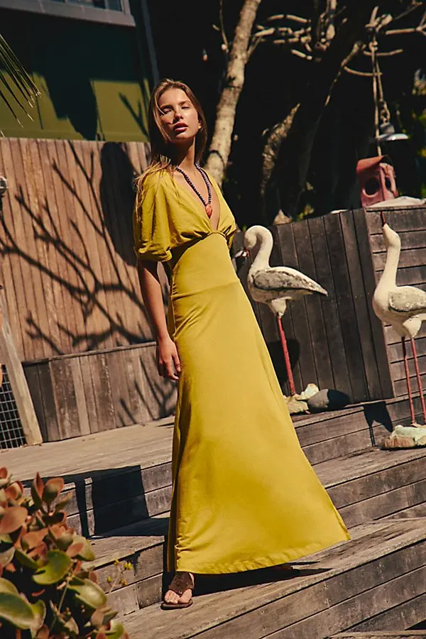 Free People Mae Maxi Dress - Acid Moss