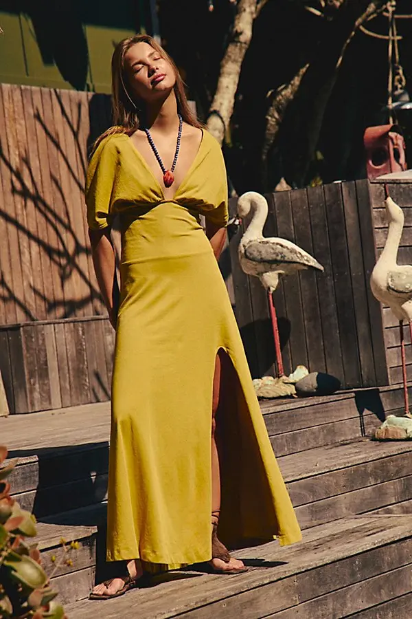 Free People Mae Maxi Dress - Acid Moss