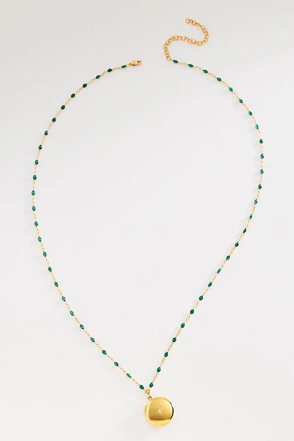 HEATHER HAWKINS North Star Locket Necklace - Emerald Green