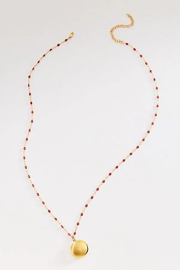 HEATHER HAWKINS North Star Locket Necklace - Pink Pattern