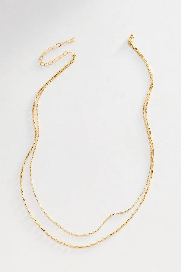 HEATHER HAWKINS Draped Drawn Box Chain Necklace - Gold