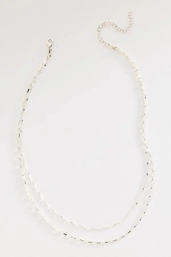 HEATHER HAWKINS Draped Drawn Box Cha Necklace - Silver