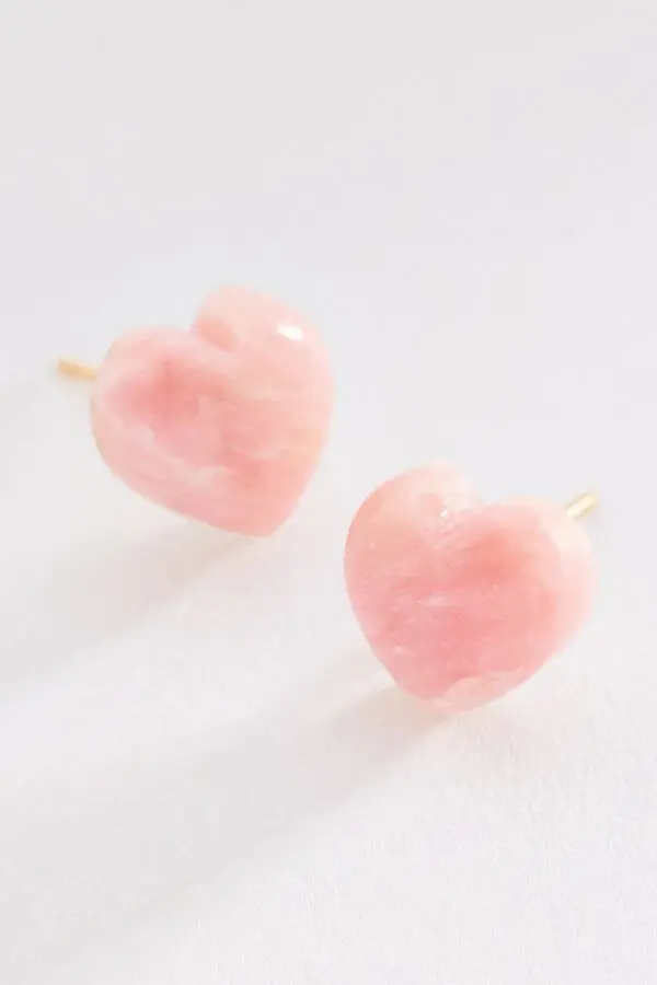HEATHER HAWKINS Heart Stud Earrgs - Pink Pattern