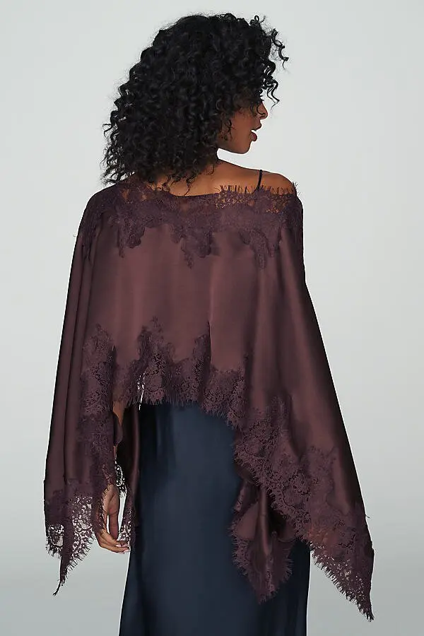 Anthropologie Sat Lace Poncho Top - Chocolate