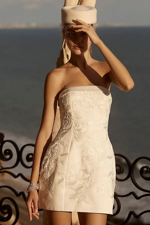 Bhldn Strapless Satin Mini Dress - Ivory