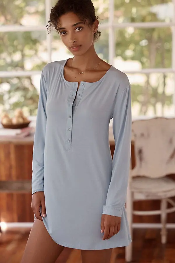 LYREBIRD Henley Lounge Dress Modaluxe - Light Blue