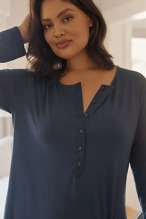 LYREBIRD Henley Lounge Dress Modaluxe - Navy