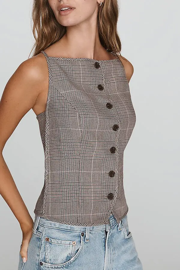 Maeve Sleeveless Structured Button-front Top