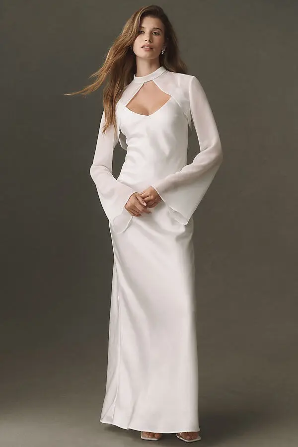 MARE MARE Caped Satin Slip Dress