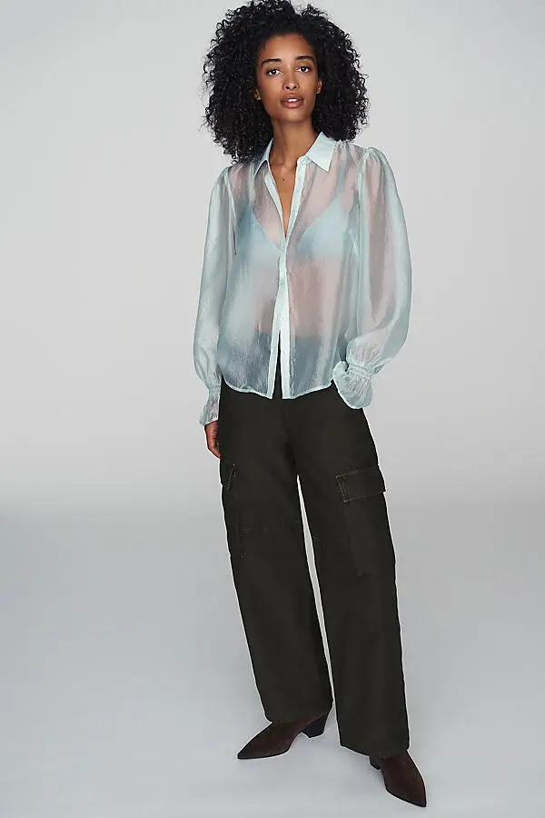 Anthropologie Sheer Buttondown Blouse