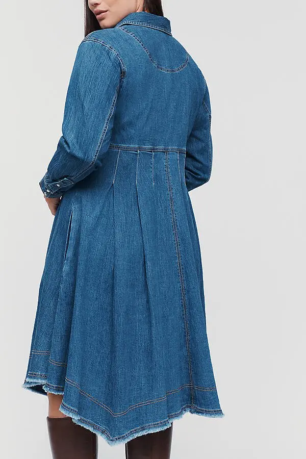 PILCRO Denim Midi Shirtdress - Medium Denim