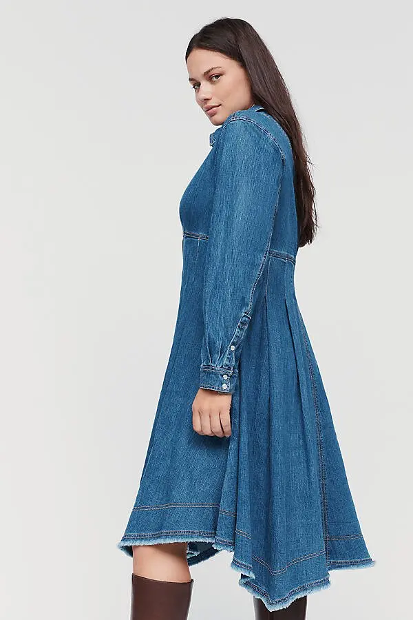 PILCRO Denim Midi Shirtdress - Medium Denim