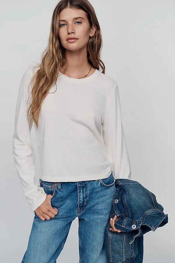 Anthropologie Evelyn 100% Cotton Long Sleeve Tee