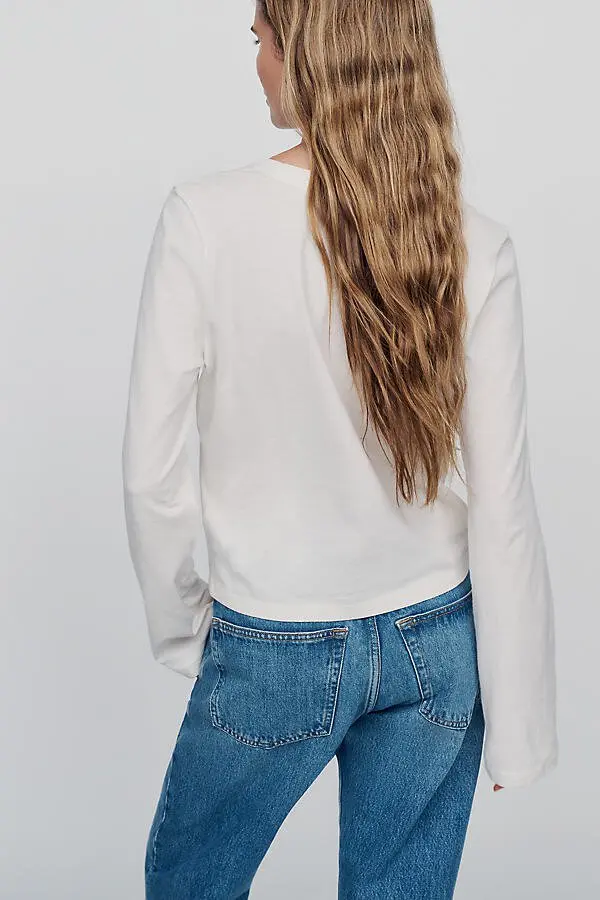 Anthropologie Evelyn 100% Cotton Long Sleeve Tee