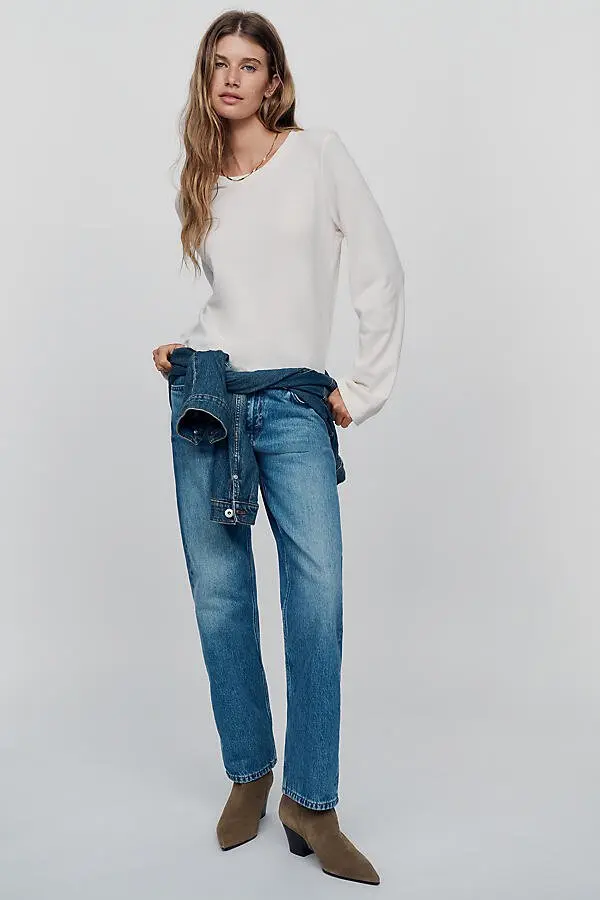 Anthropologie Evelyn 100% Cotton Long Sleeve Tee