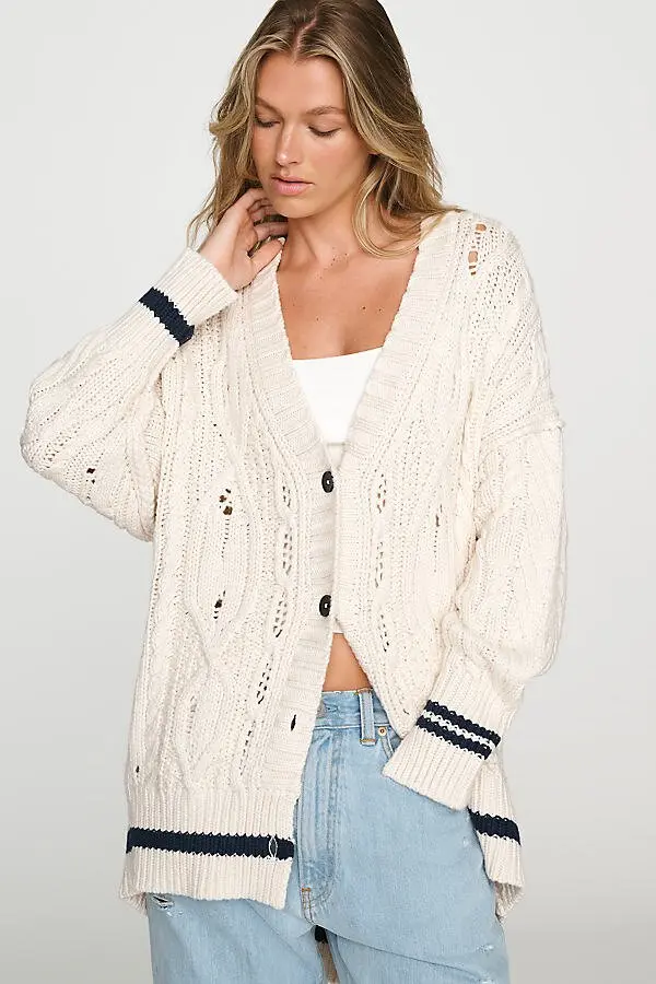 PILCRO Cable-knit Cardigan Sweater