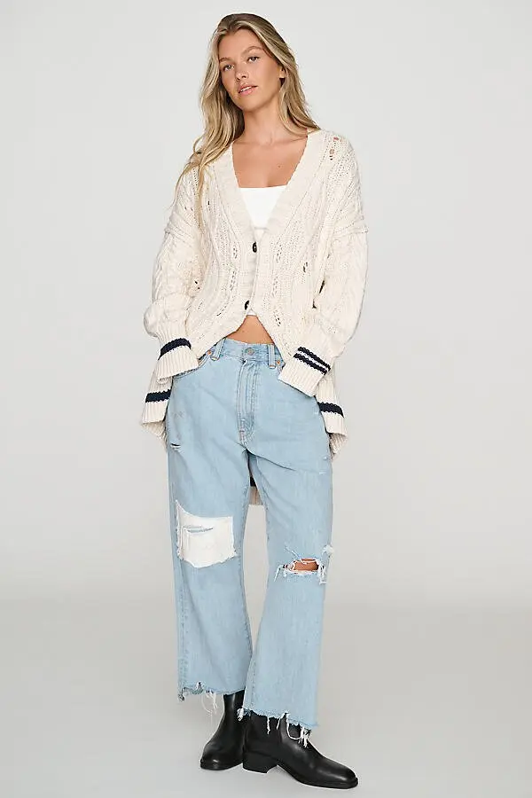 PILCRO Cable-knit Cardigan Sweater