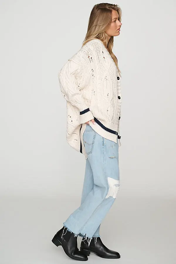 PILCRO Cable-knit Cardigan Sweater