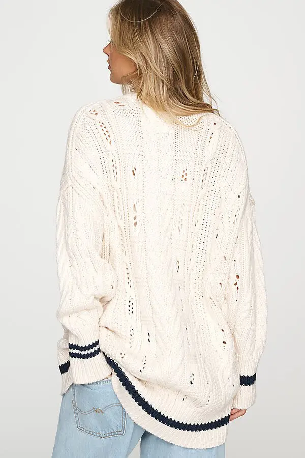 PILCRO Cable-knit Cardigan Sweater