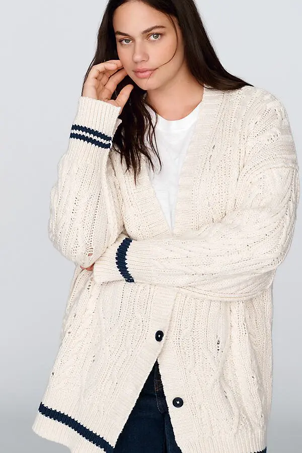 PILCRO Cable-knit Cardigan Sweater