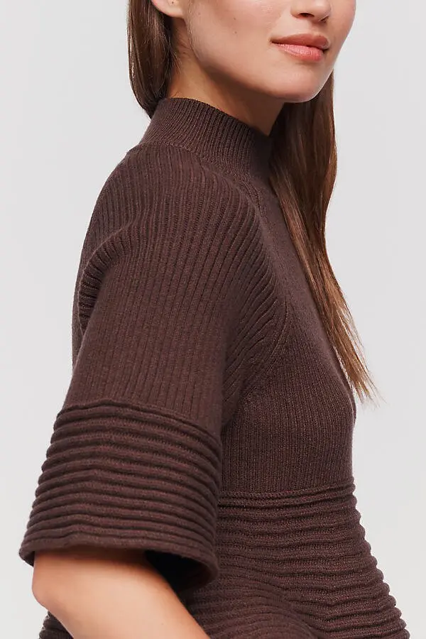 Maeve Mock-neck Swing Sweater - Brown