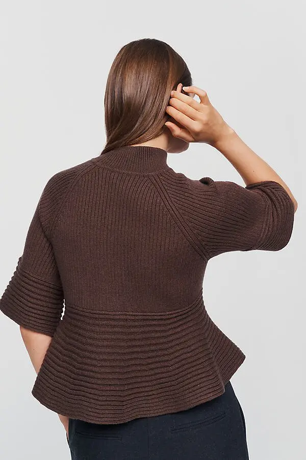 Maeve Mock-neck Swing Sweater - Brown