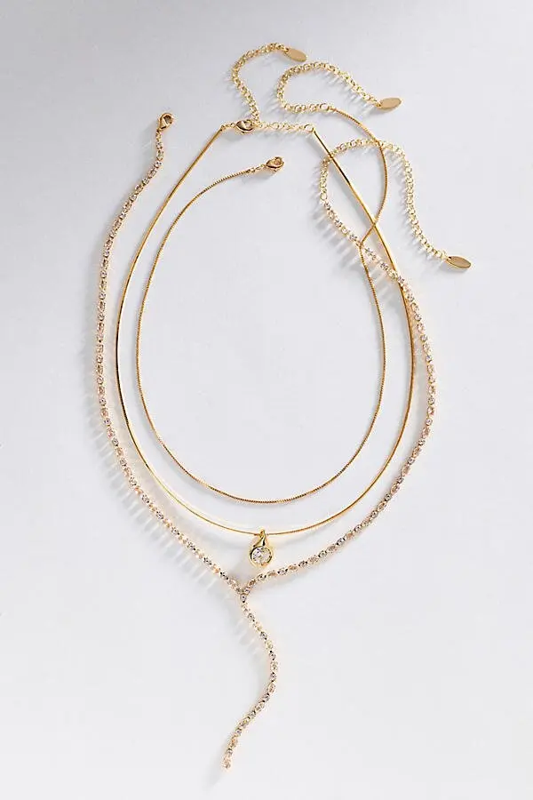 Anthropologie Shades Of Sea Layered Necklaces Set - Clear