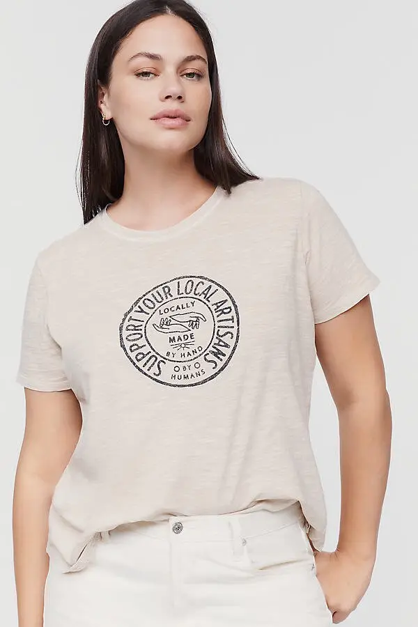 PILCRO Cotton Real Fun Wow Graphic Tee - Neutral Pattern