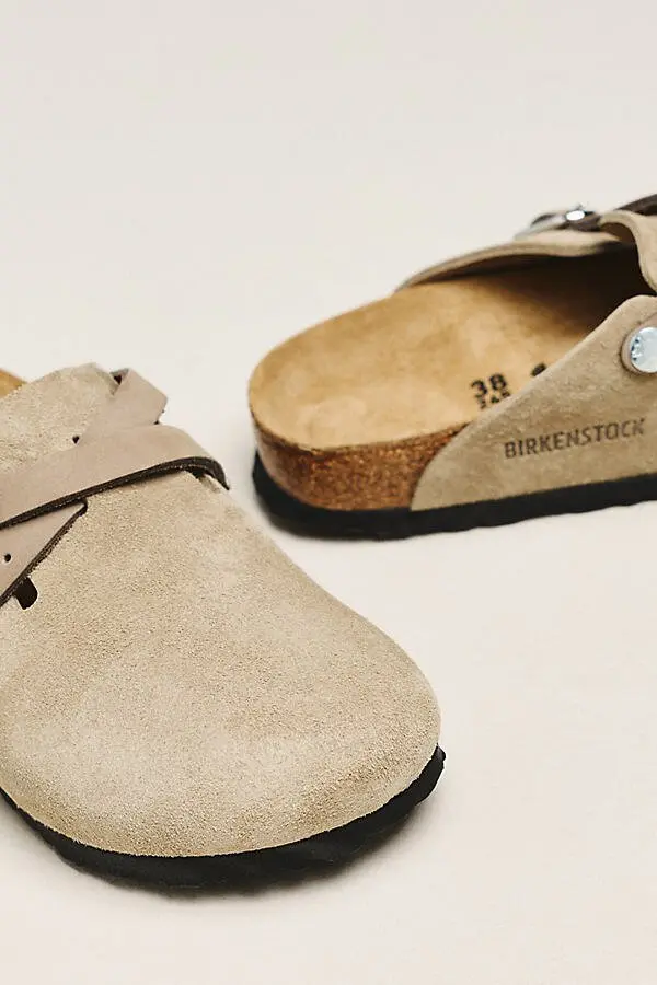 BIRKENSTOCK Blair Suede Clogs - Taupe