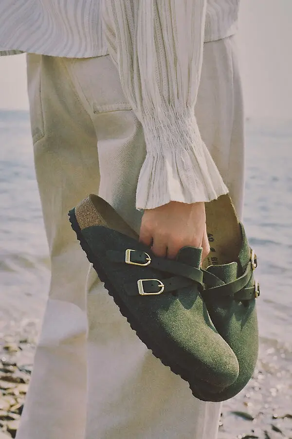 BIRKENSTOCK Blair Suede Clogs - Thyme