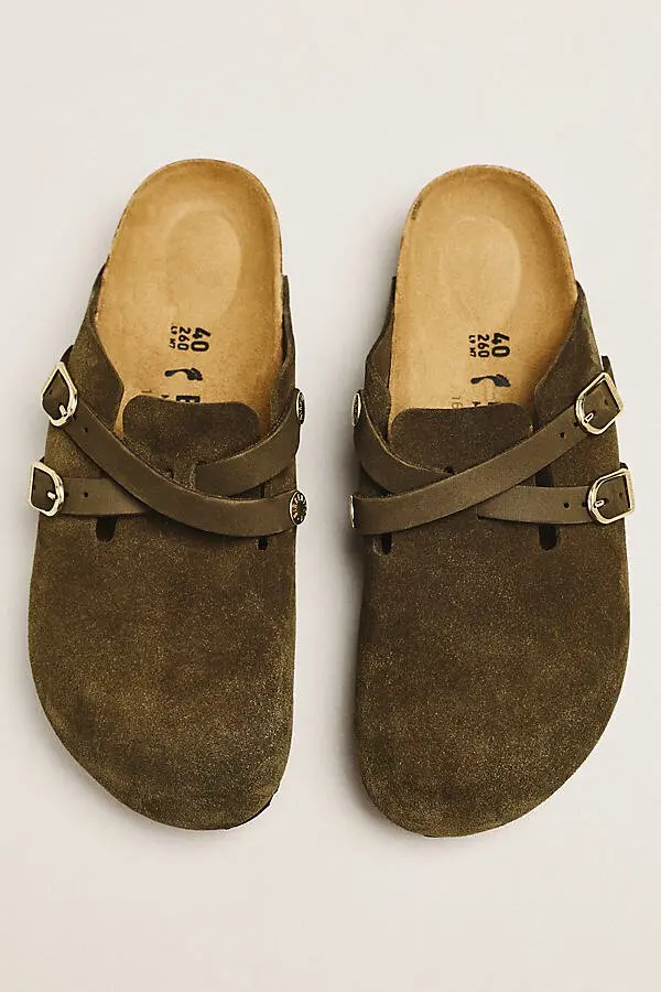 BIRKENSTOCK Blair Suede Clogs - Thyme