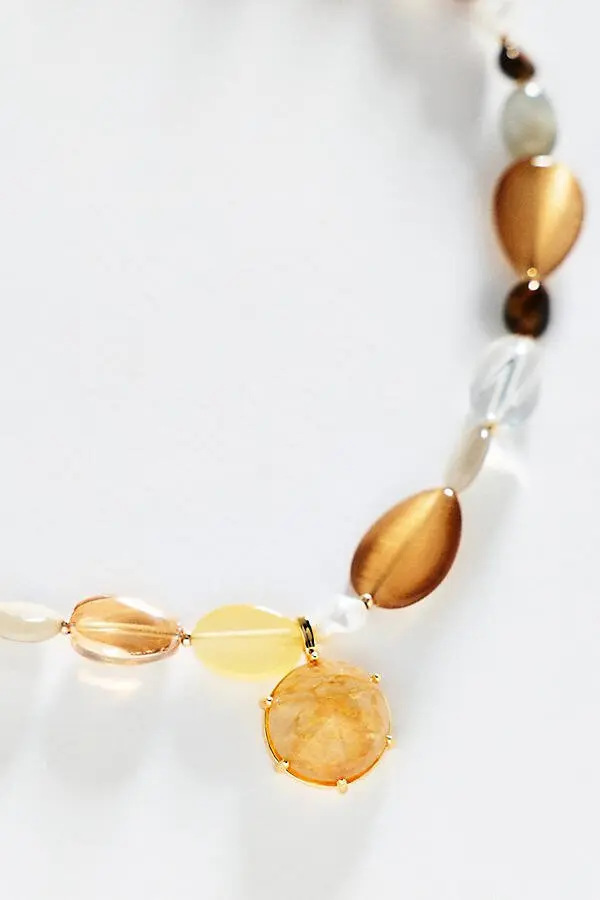 Anthropologie Delicate Beaded Necklace - Neutral