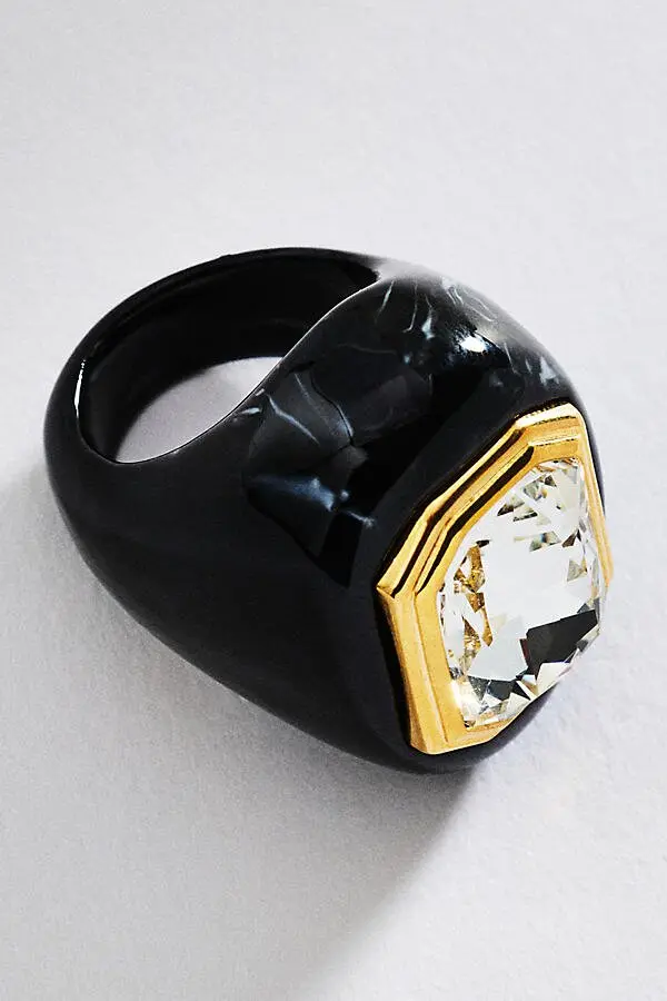Anthropologie Bezel Cocktail Rg - Black