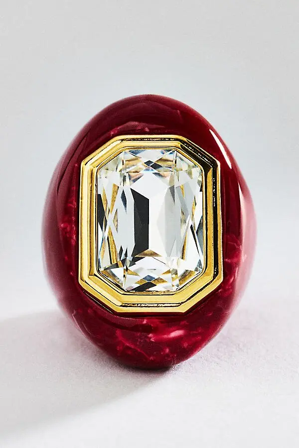 Anthropologie Bezel Cocktail Ring - Wine