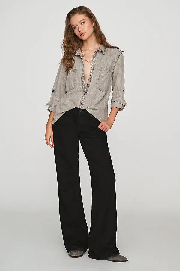 Anthropologie Frame The Gray Low-rise Wide-leg Jeans - Black