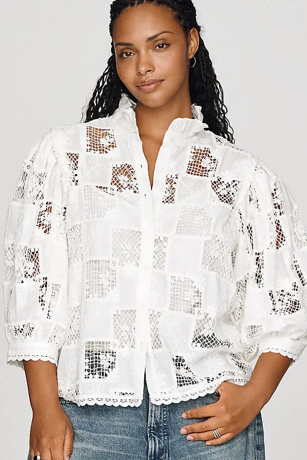 English Factory Cutwork Buttondown Shirt