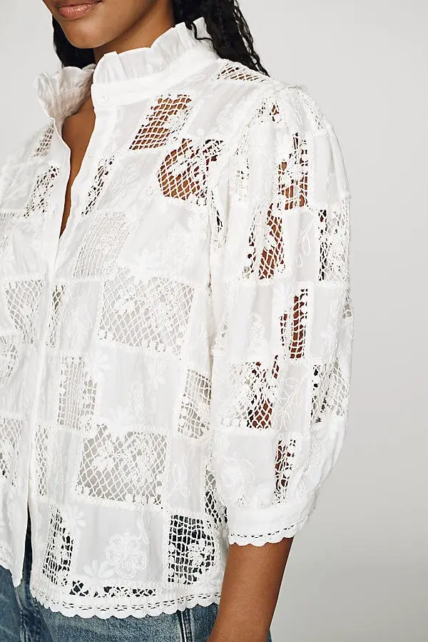 English Factory Cutwork Buttondown Shirt