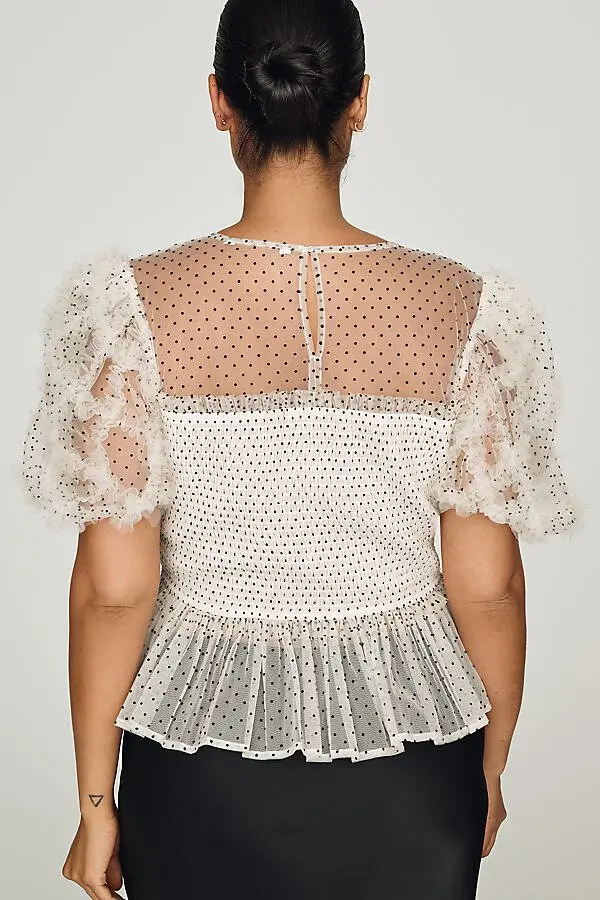 English Factory Puff-sleeve Sheer Blouse