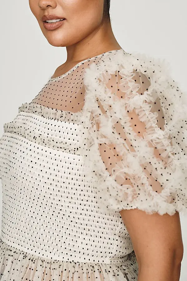English Factory Puff-sleeve Sheer Blouse