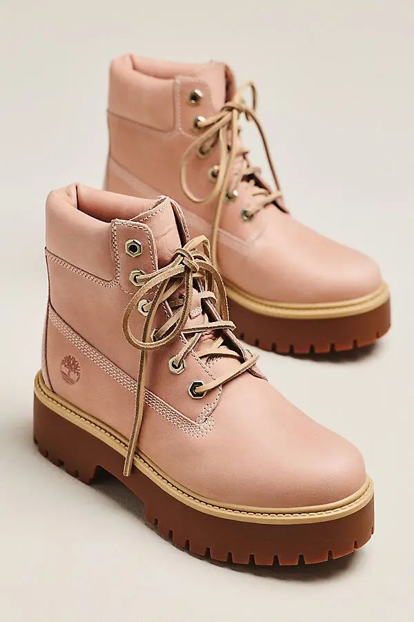 Timberland Leather Platform Lug Sole Lace Up Boots