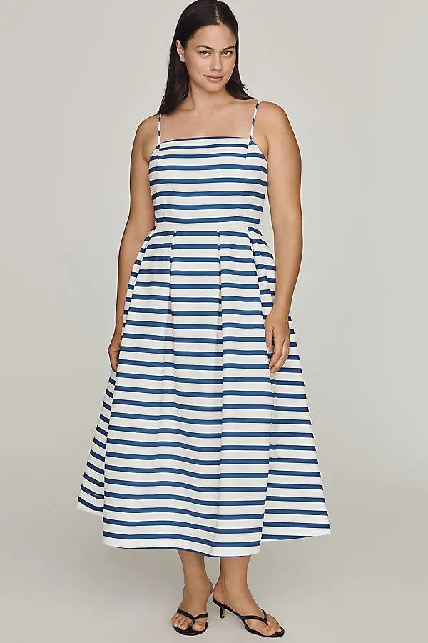English Factory Cotton Striped Midi Dress
