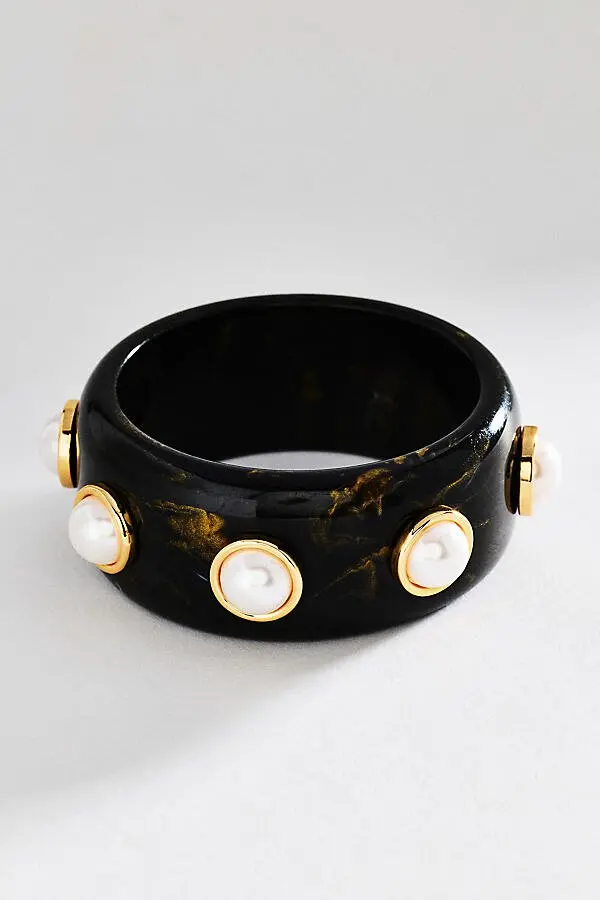 Anthropologie Pearl Stud Bangle - Black
