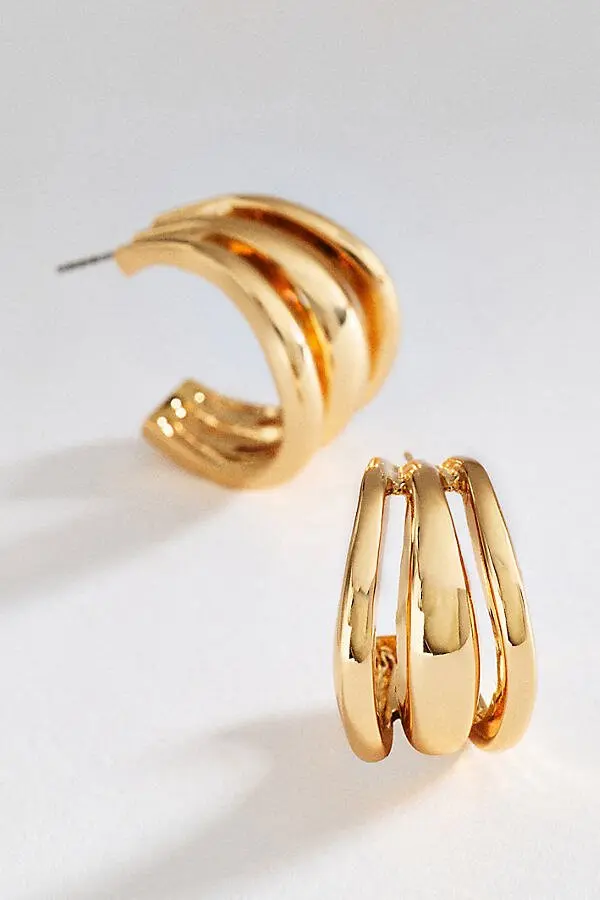 Anthropologie Triple Hoop Earrgs - Gold