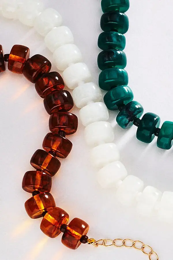 Anthropologie Bowie Necklace, Small Beads - Green