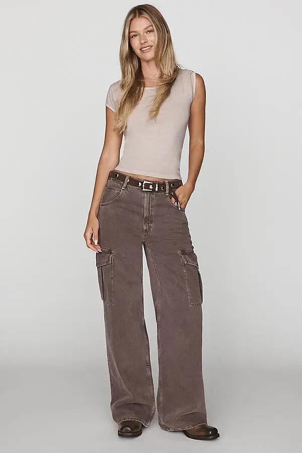 AGOLDE Minka Cargo High-rise Wide-leg Jeans - Mauvine