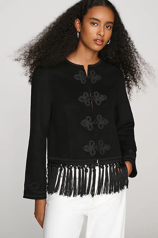 Rixo Embroidered Fringe Jacket