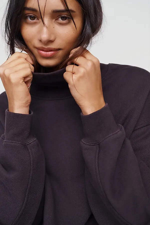 AGOLDE Jenng 100% Cotton Mock-neck Sweater - Chocolate
