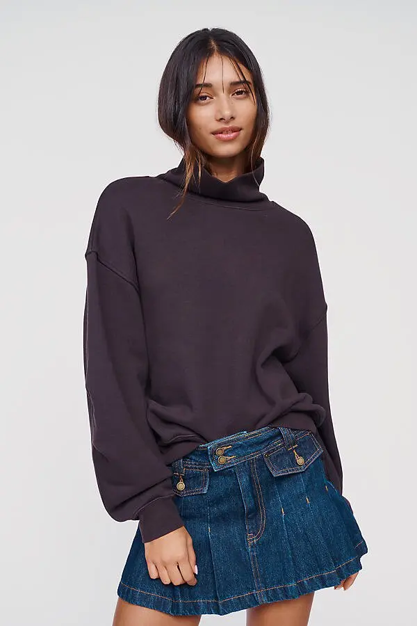AGOLDE Jenng 100% Cotton Mock-neck Sweater - Chocolate