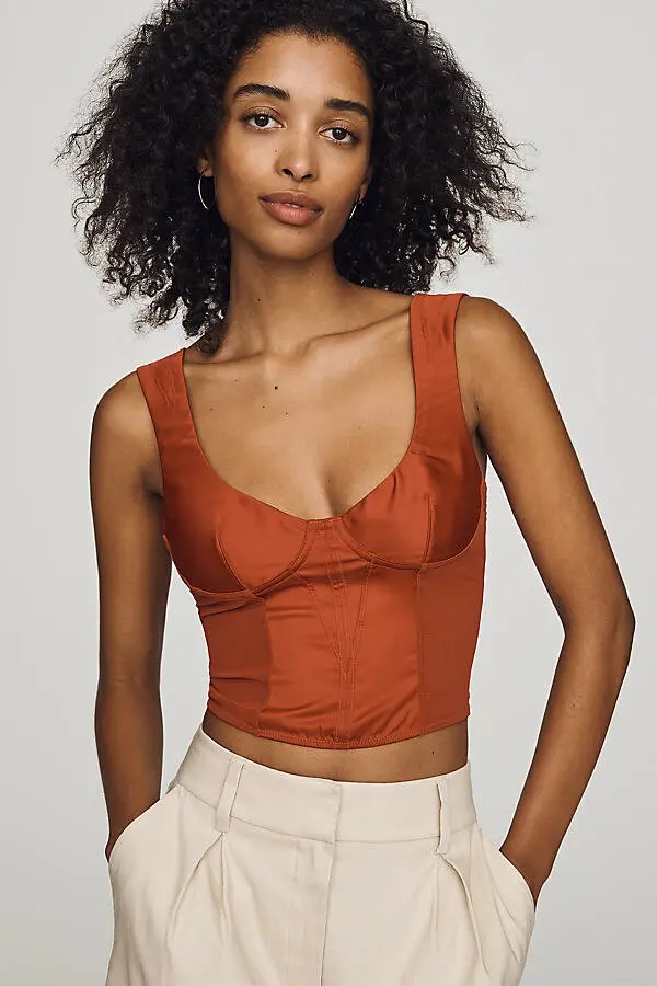 LYREBIRD Satin Corset Top - Cinnamon
